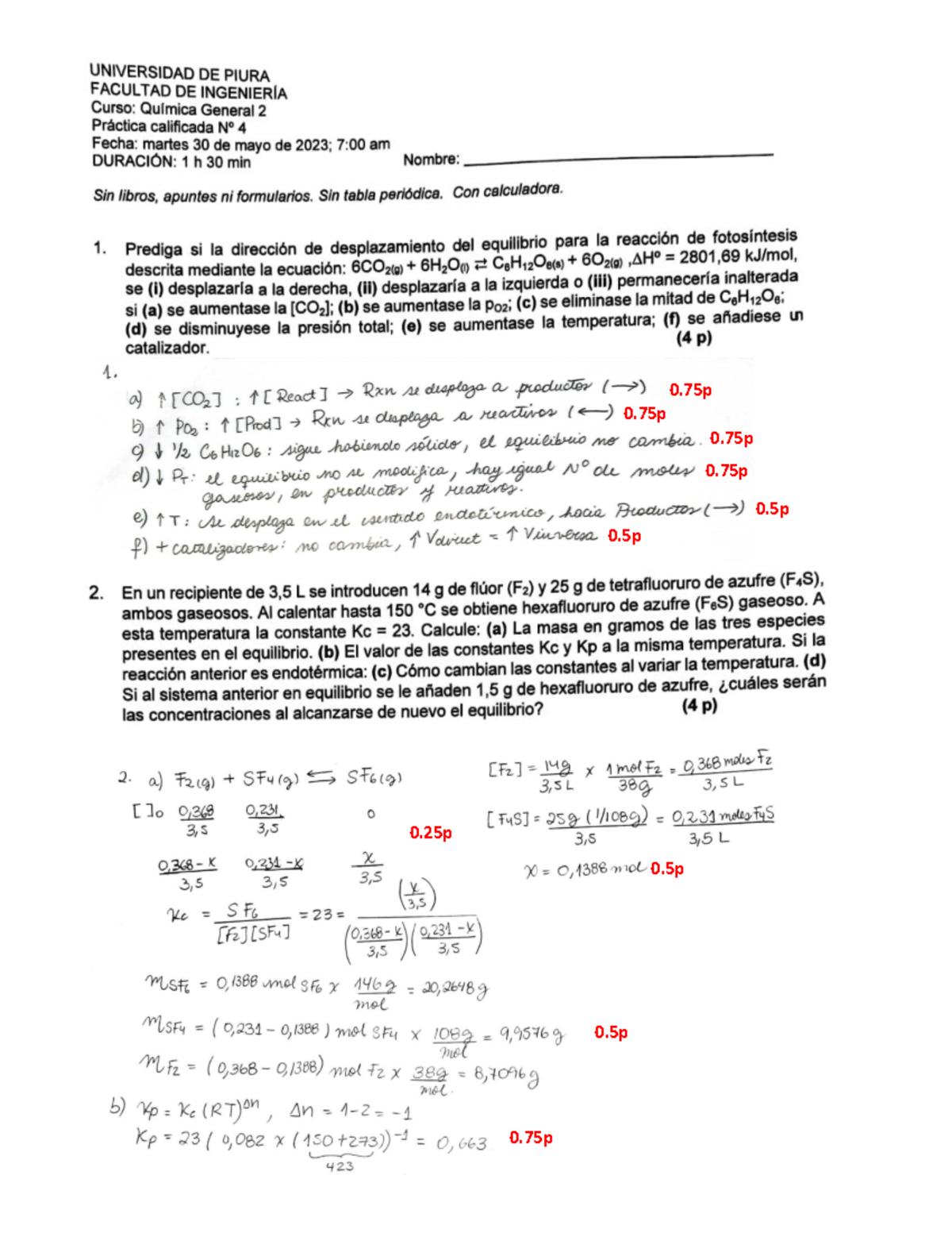 Solución Pr 4 QG2 2023-I - Quimica General 2 - 0 0 0 0 0 0 0. 2 5p 0 0 0 0 0. 2 5p 0 0 0 - Studocu