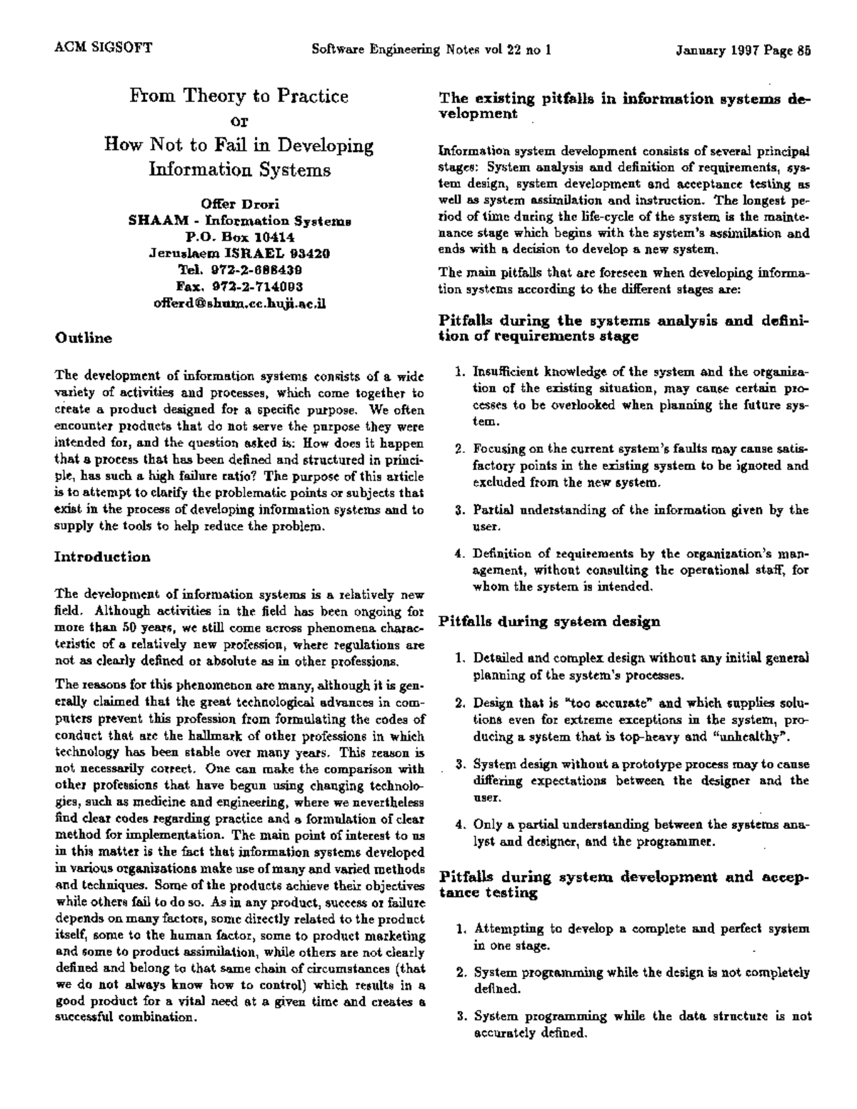 251759 - journal - ACM SIGSOFT Software Engineering Notes vol 22 no 1 ...