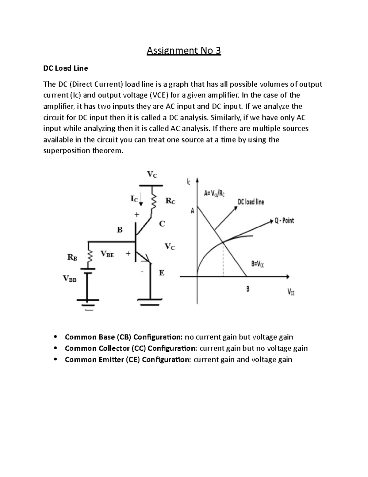 Assignment No 3 - No descri - Assignment No 3 DC Load Line The DC ...