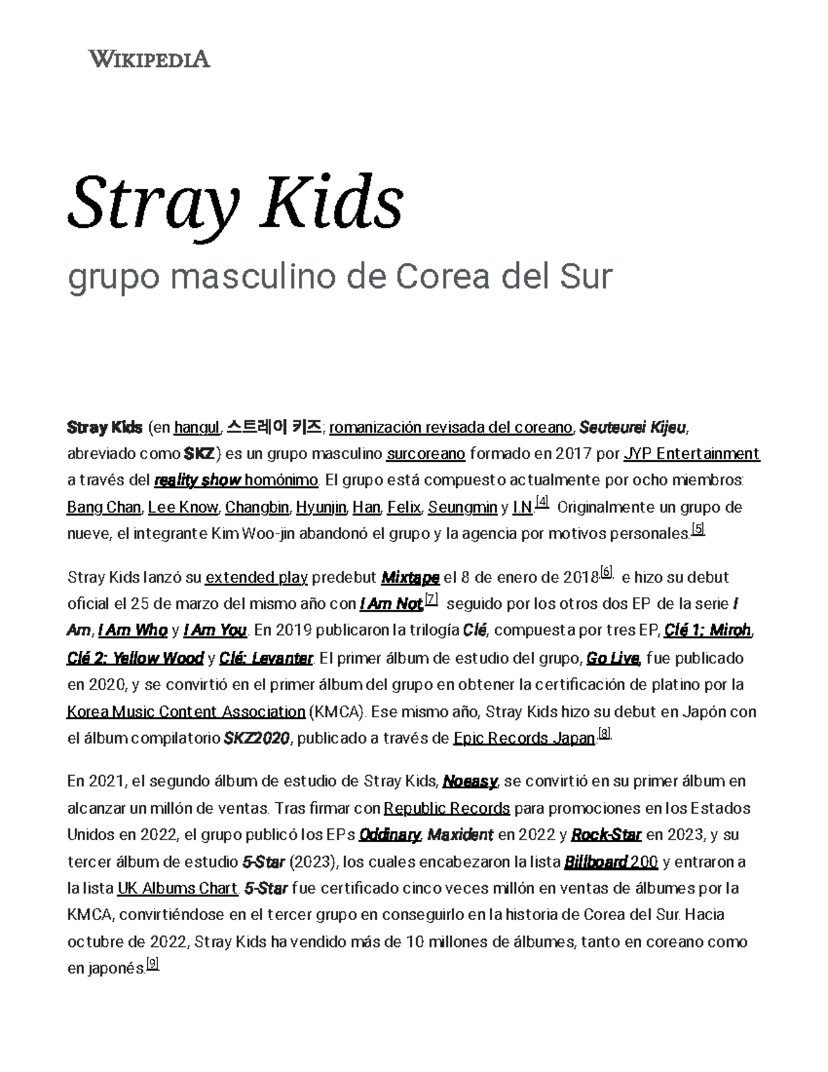 Stray Kids - Wikipedia, la enciclopedia libre - Stray Kids grupo ...