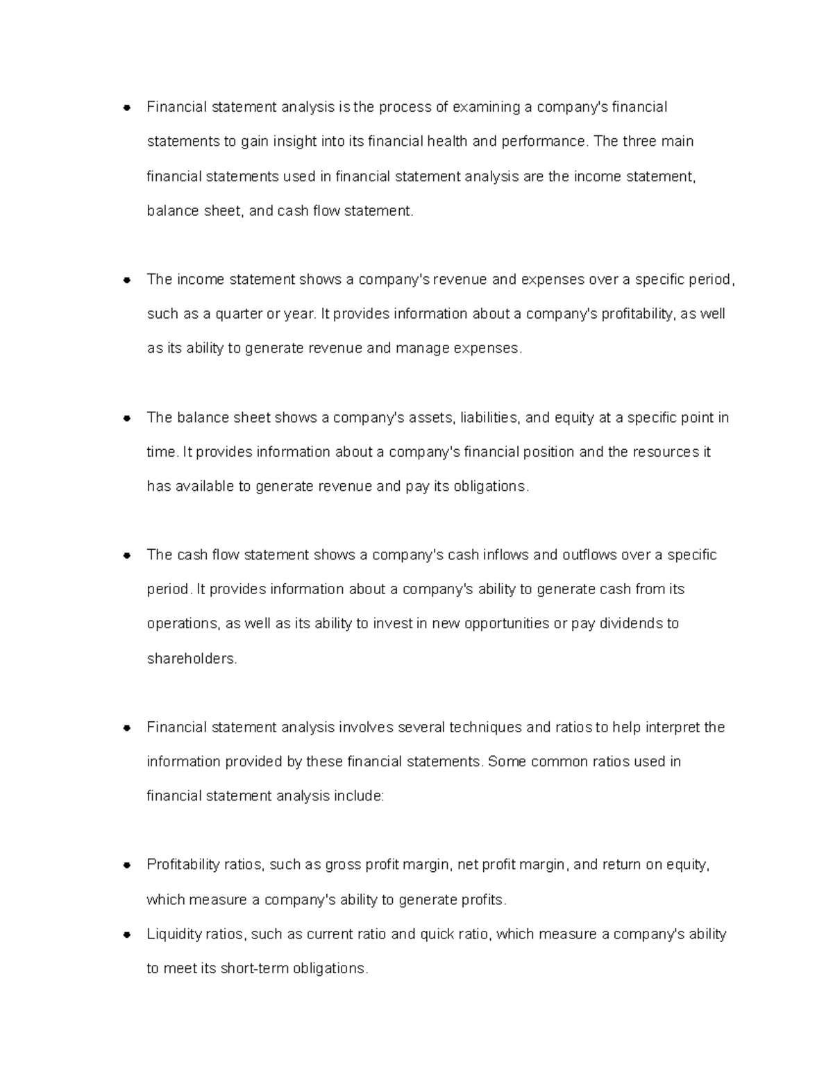Financial Statement Analysis - The three main financial statements used ...