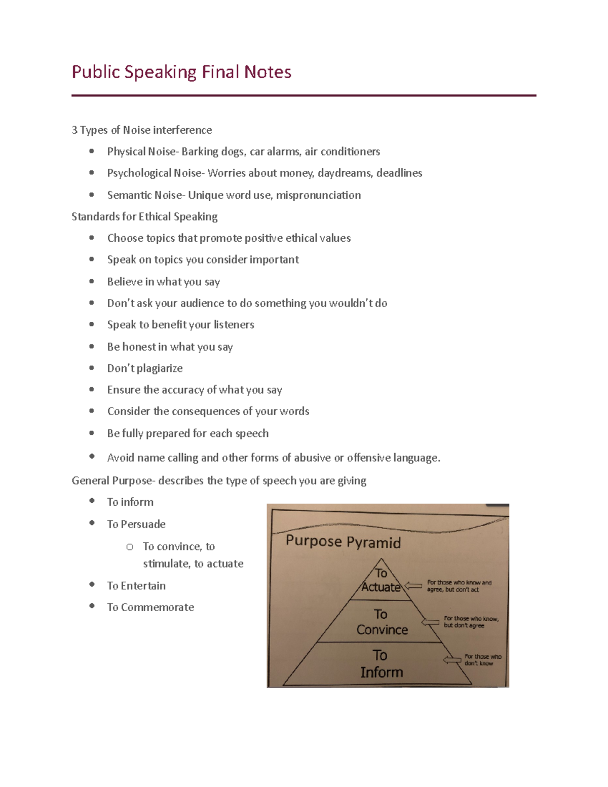 Public Speaking Final Notes - General Purpose- describes the type of ...