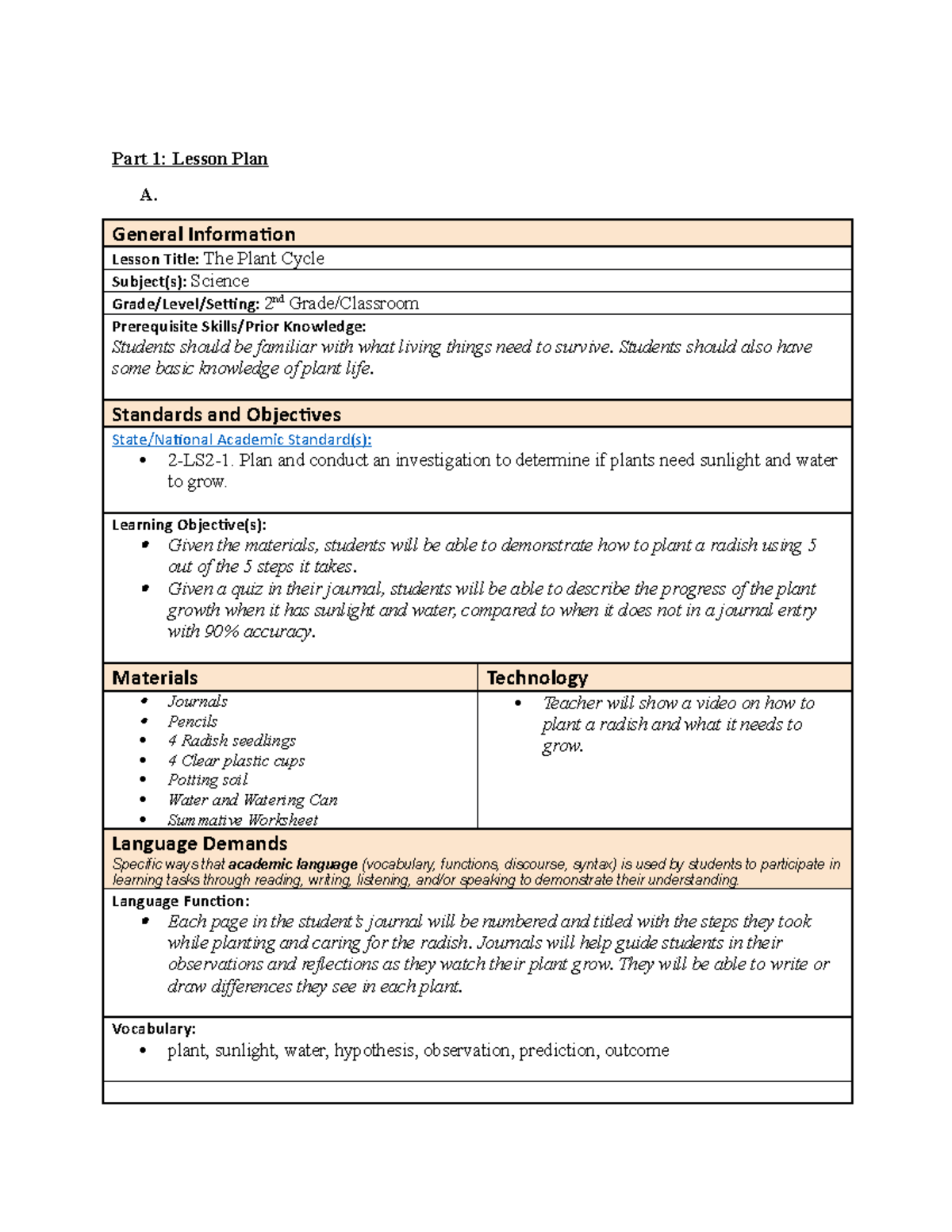 C108 Lesson Plan (Repaired) - Copy - Part 1: Lesson Plan A. General ...