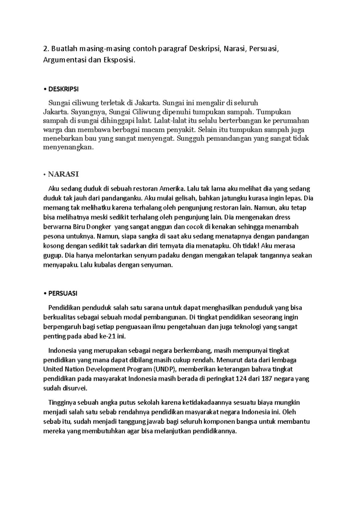 Catatan paragraph persuasi - 2. Buatlah masing-masing contoh paragraf ...