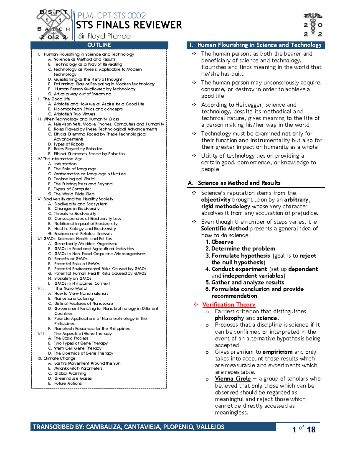 Hucebjsjdcaksadv - TRANSCRIBED BY: CAMBALIZA, CANTAVIEJA, PLOPENIO, VALLEJOS STS FINALS REVIEWER ...