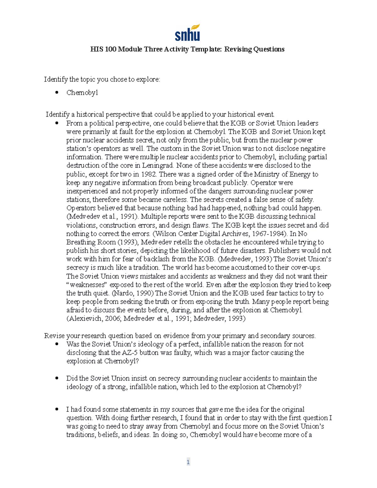 HIS 100 Module 3 Activity Revising Questions - HIS 100 Module Three ...