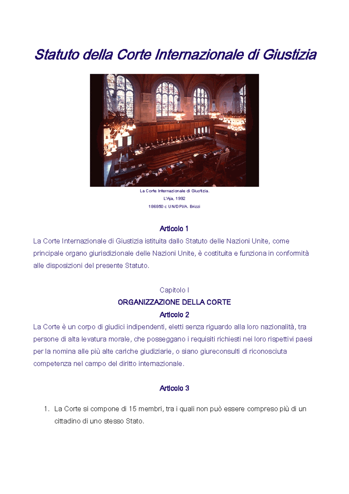 Statuto Corte internazionale - Statuto della Corte Internazionale di ...