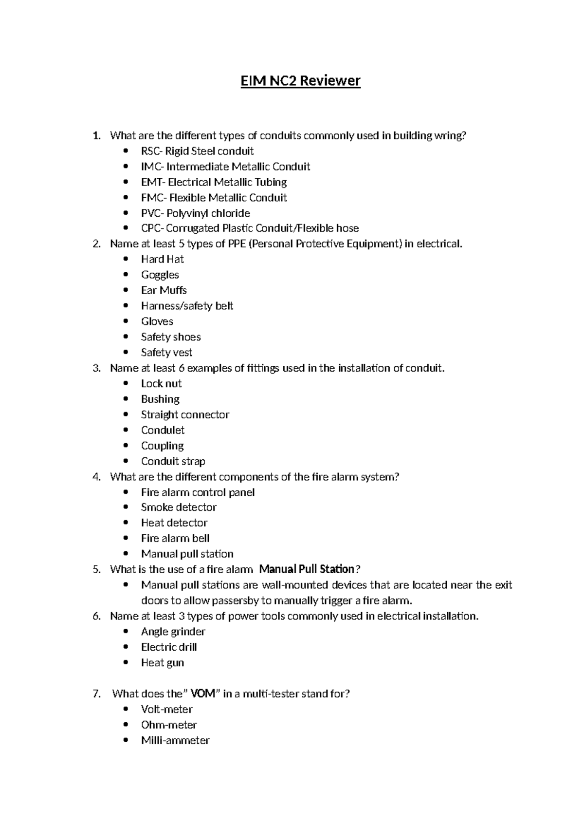 EIM-NC2-reviewer - EIM NC2 Reviewer What are the different types of ...