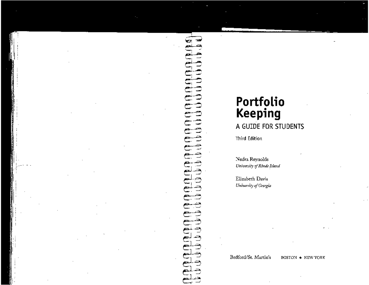 Portfolio Keeping - Easy Writer(1) - PortfoLio Keeping A GUIDE FOR STUDENTS Third Edition Nedra ...