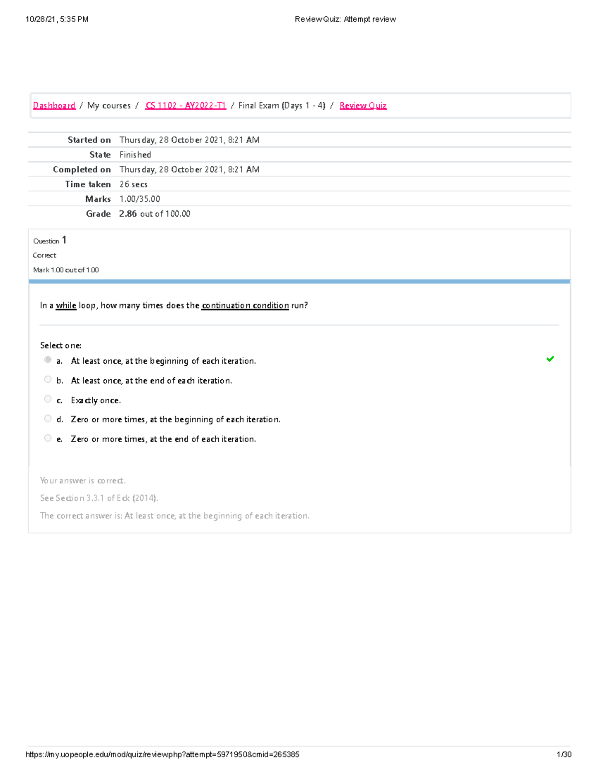 Review Quiz 7 - practice quiz - Started on Thursday, 28 October 2021, 8 ...