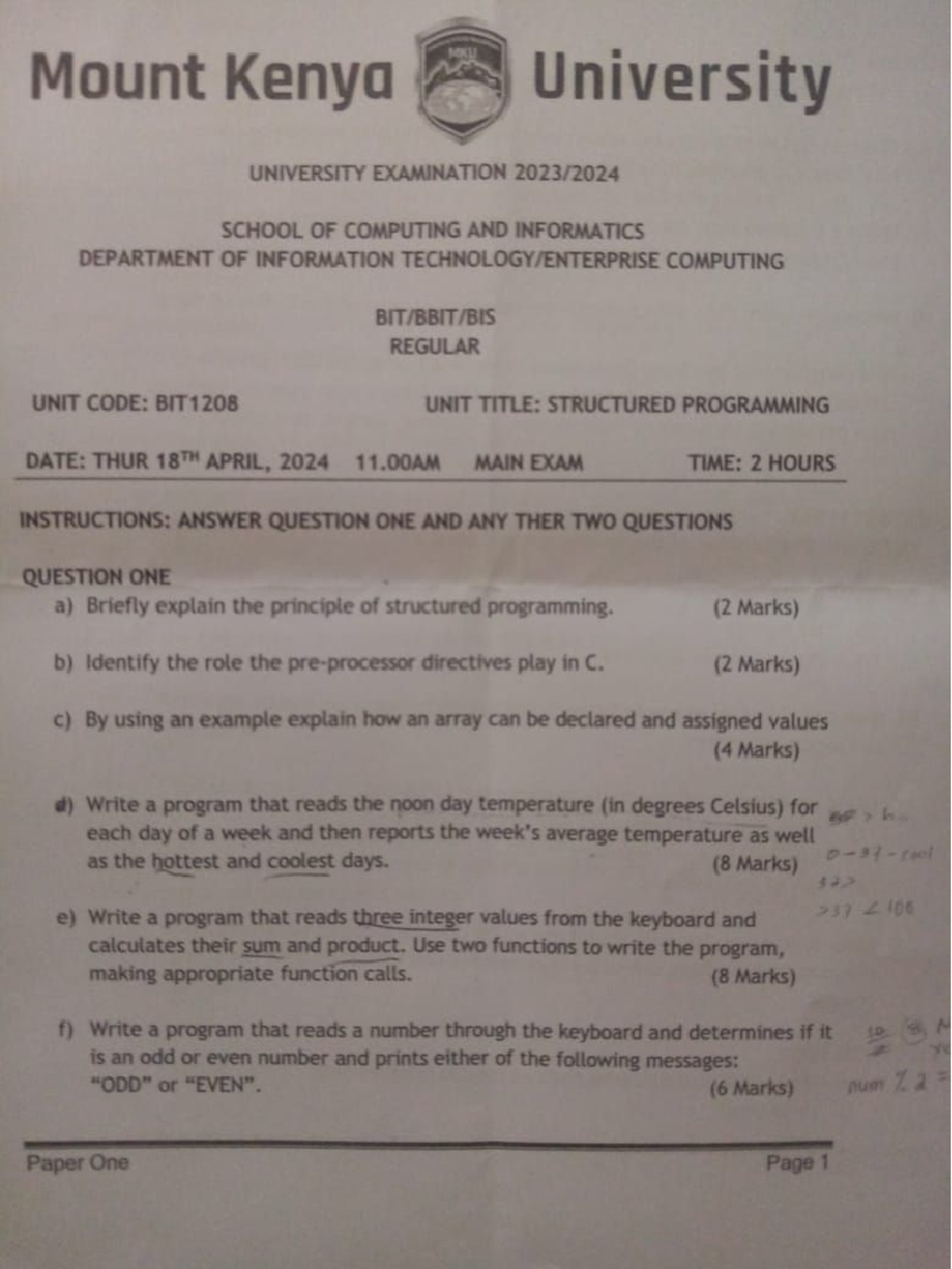 Jpg2pdf - it is a past papers on structured programming bachelors ...