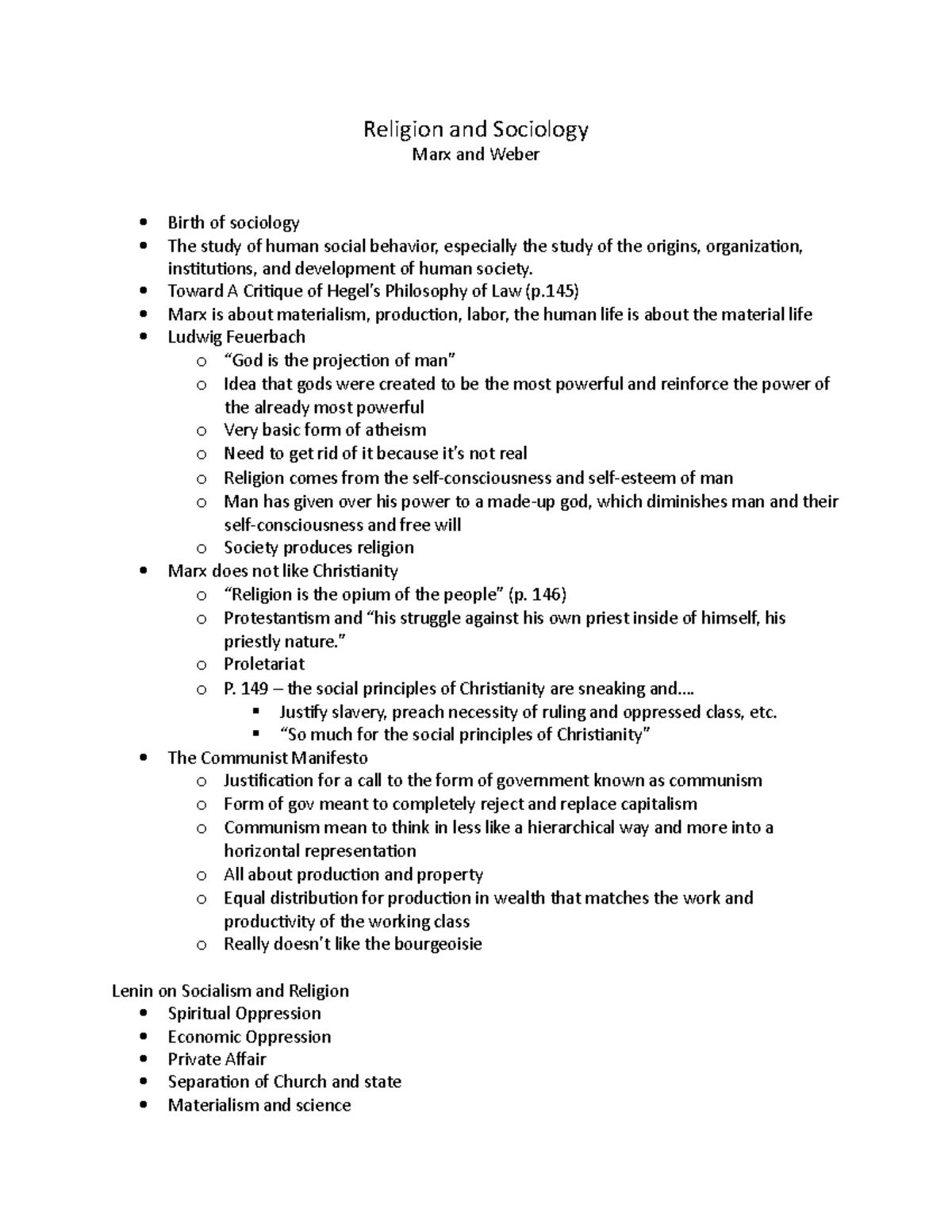 Religion and Sociology - Religion and Sociology Marx and Weber Birth of ...