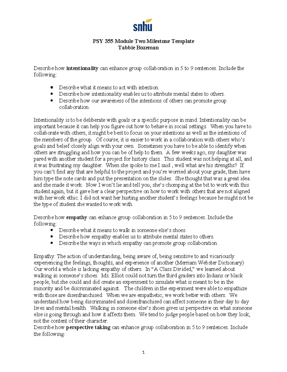 PSY 355 Module Two Milestone Template - PSY 355 Module Two Milestone ...