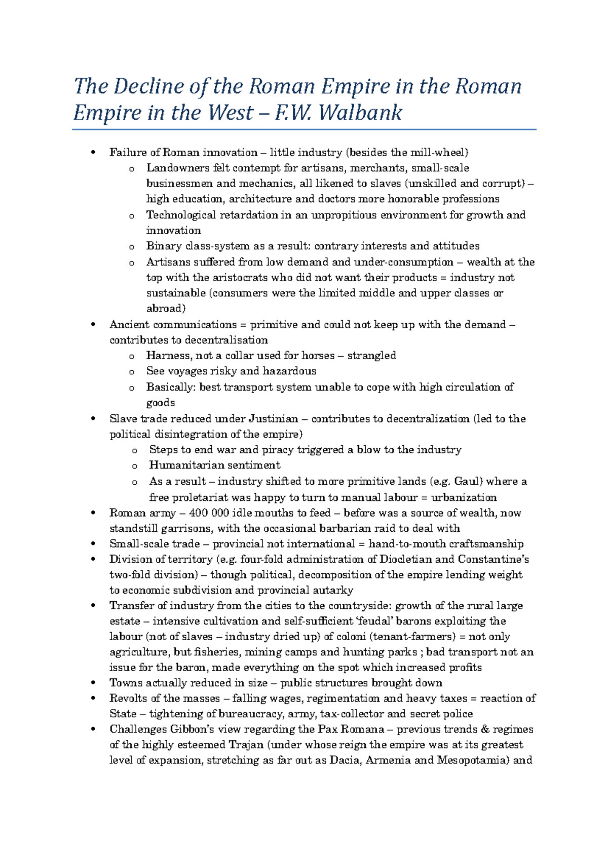 Summary - Article "The Decline Of The Roman Empire In The Roman Empire ...