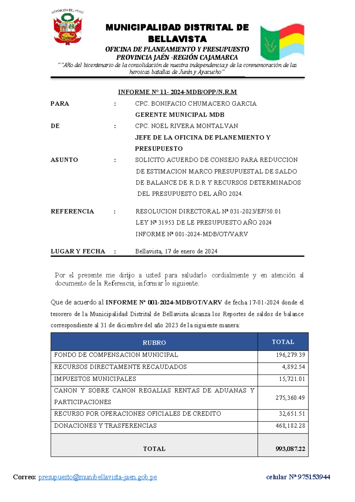 Informe 11-2023- Reduccione Incremento DE PCA - BELLAVISTA OFICINA DE ...