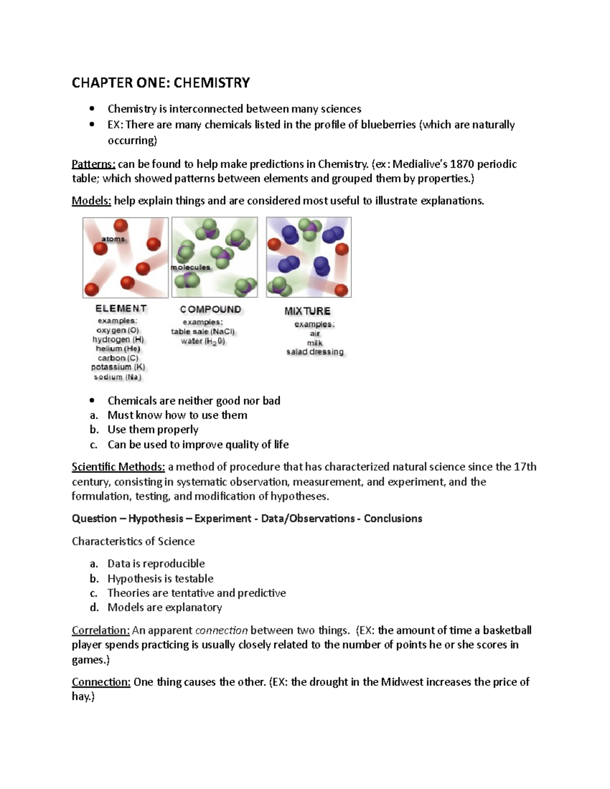 Chapters 1-3 - General vocab for intro to General chemistry. Elements ...