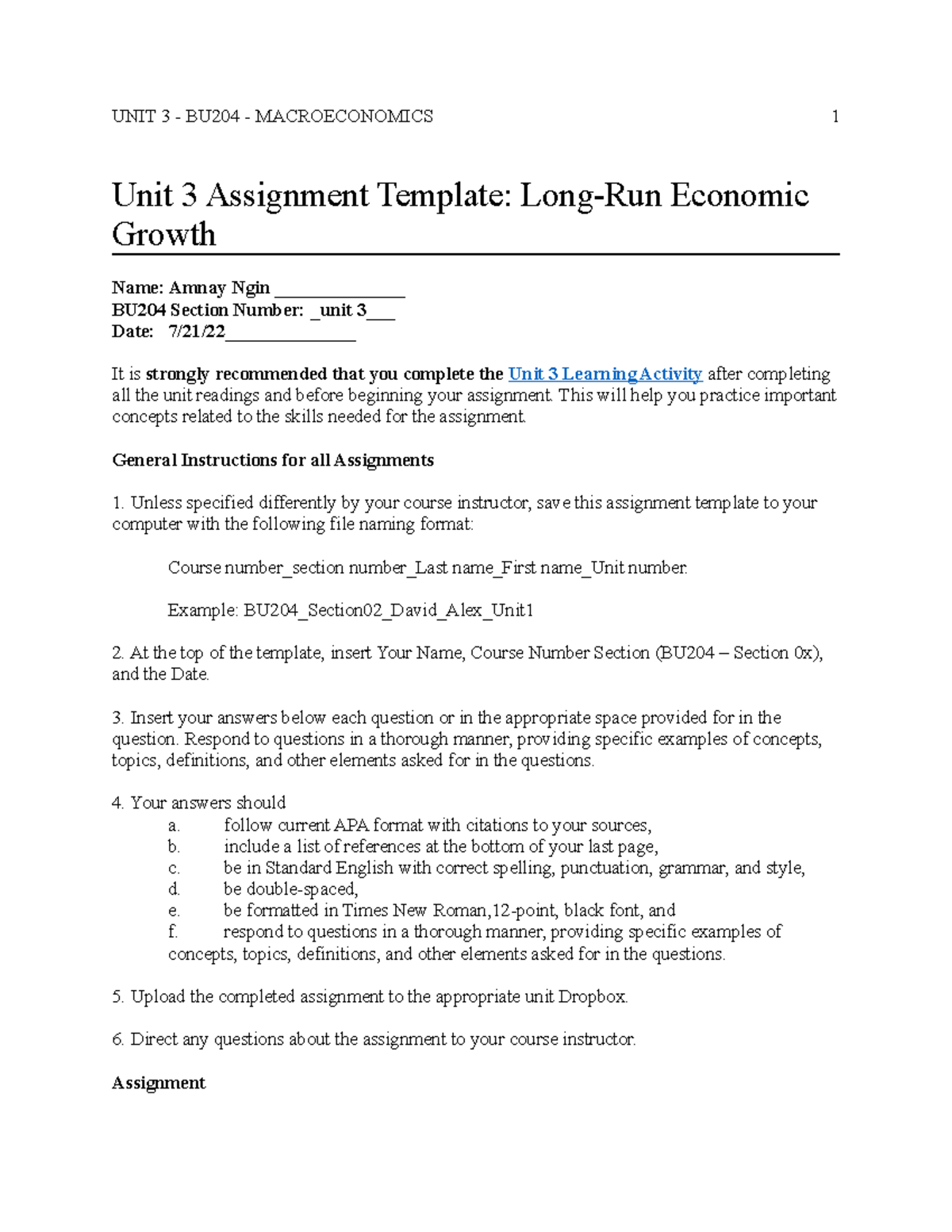 BU204 Unit3 ngin Amnay - practice work - Unit 3 Assignment Template ...