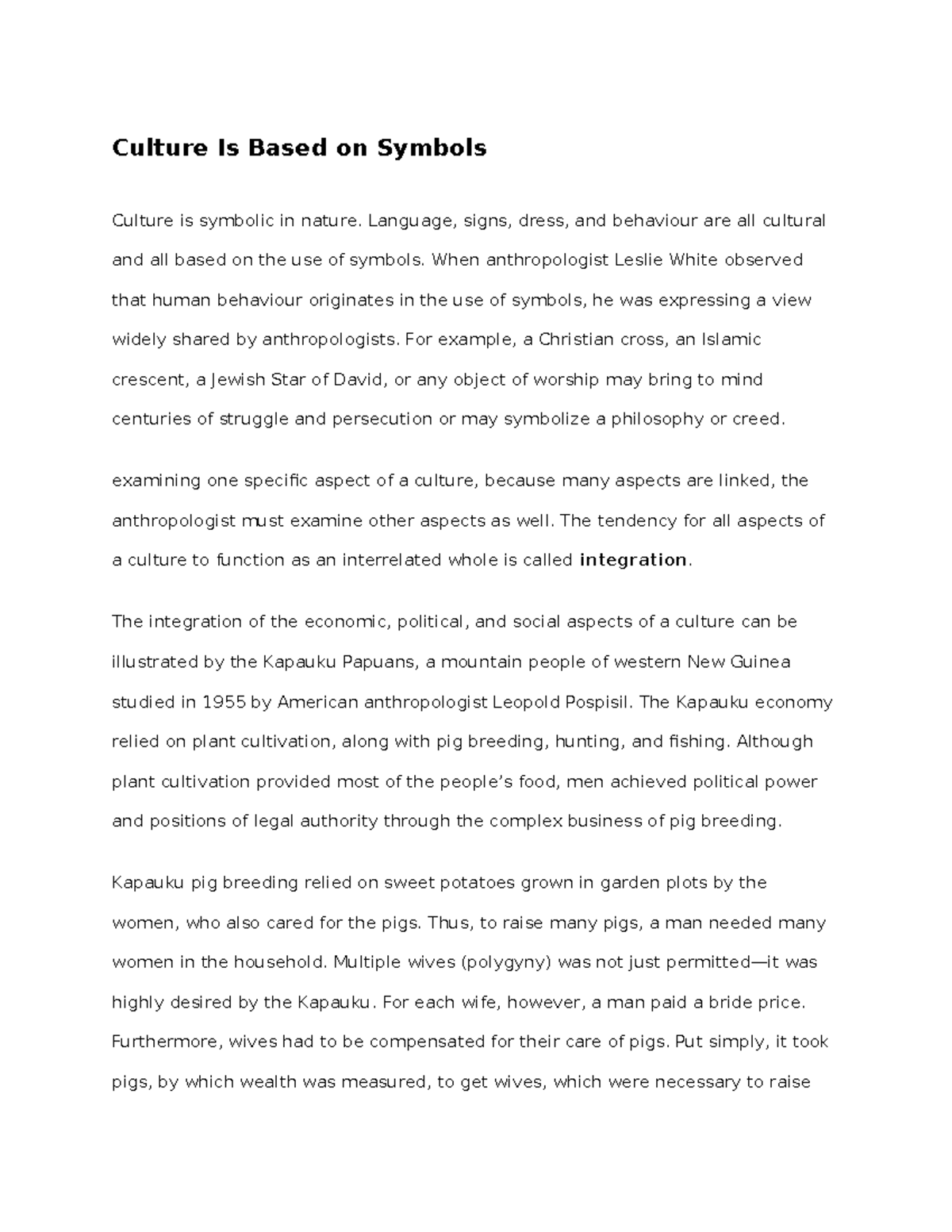 Culture Is Based on Symbols - Culture Is Based on Symbols Culture is ...