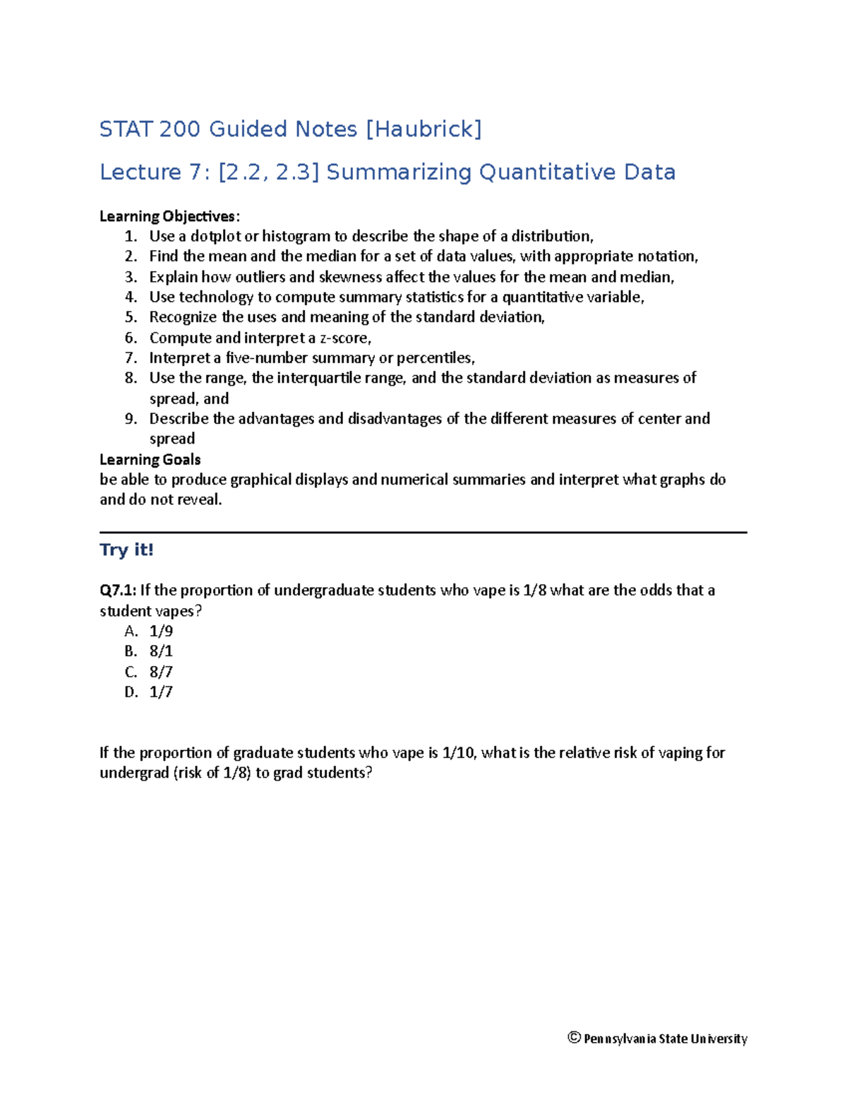 Lecture 7 [2.2, 2.3] guided notes FA22 - STAT 200 Guided Notes ...