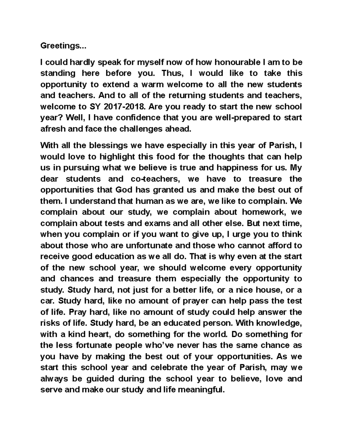 Welcome Message-SY Beginning 06 - Greetings... I could hardly speak for ...