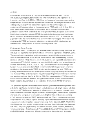 PTSD Outline - Outline Template (Microsoft Word) Beginning on the next ...