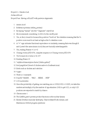 Lab 3 Genetics Molecular Biology Northeastern - Project Three : Genome ...