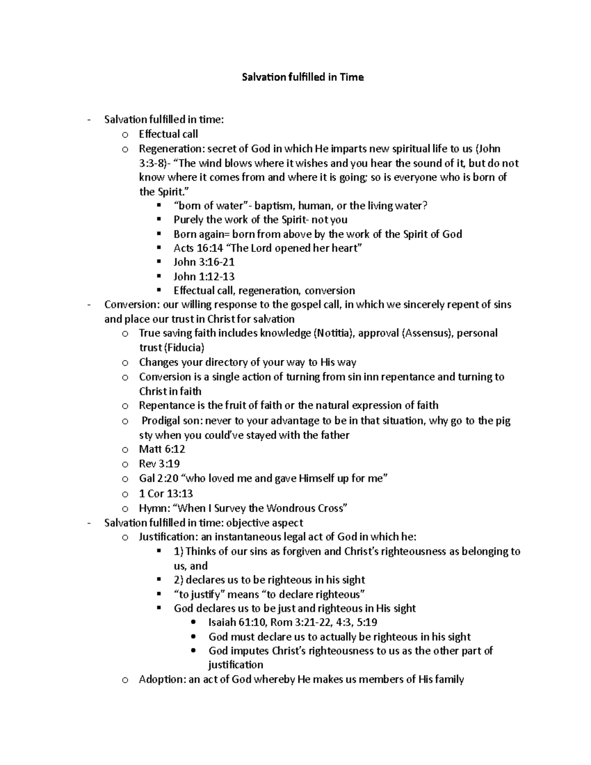 Theology Lectures- Salvation fulfilled in Time - Salvation fulfilled in ...