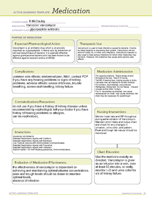 Drug card K mccauley zosyn - ACTIVE LEARNING TEMPLATES THERAPEUTIC ...