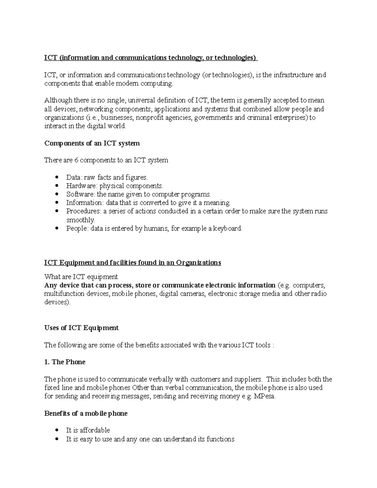 CIS introduction to ICT - ICT (information and communications ...