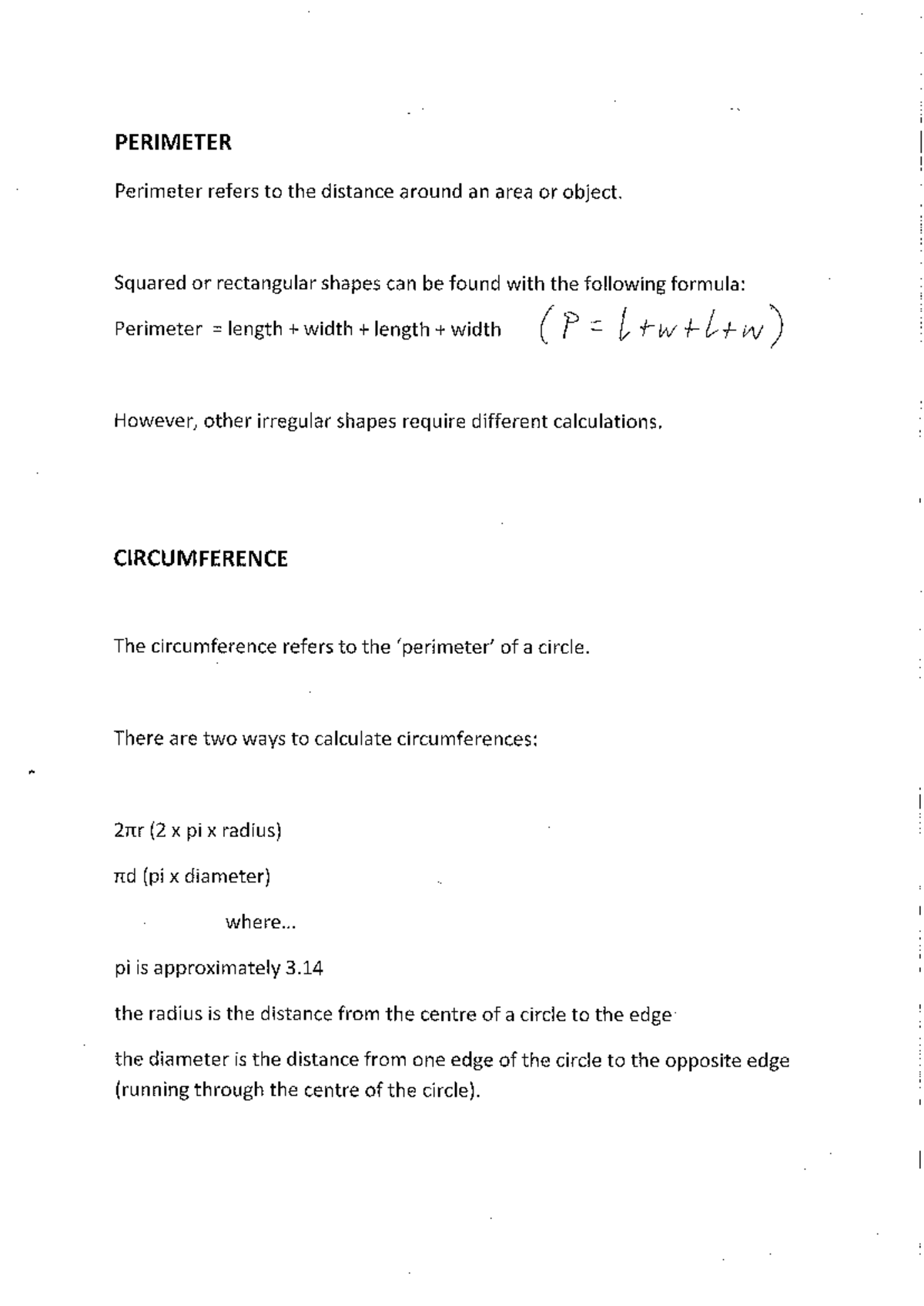 Perimeter and Circumference - intro (4) - Studocu
