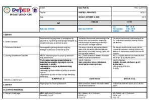 Q1W7D1 - Lesson Plan in Math, ESP and Science for Grade 6 - MY DAILY ...