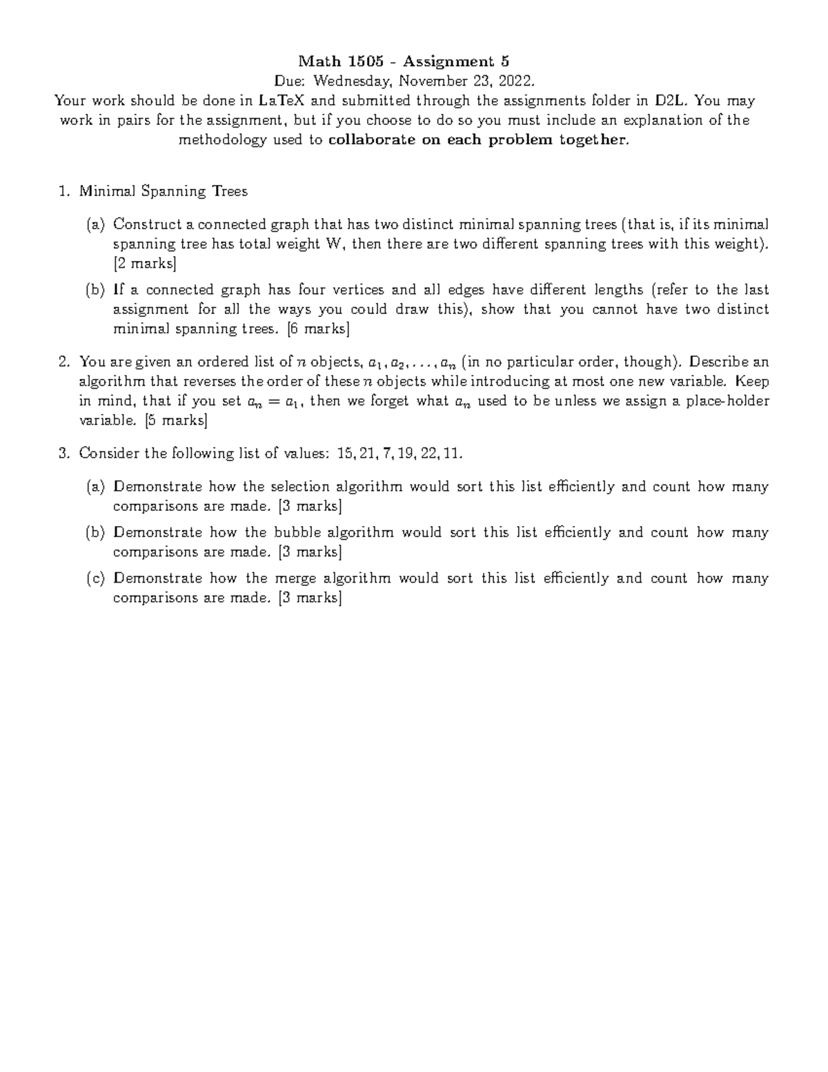 1505Assignment 5 - Math 1505 assignment 5 with Keira Gunn - Math 1505 ...