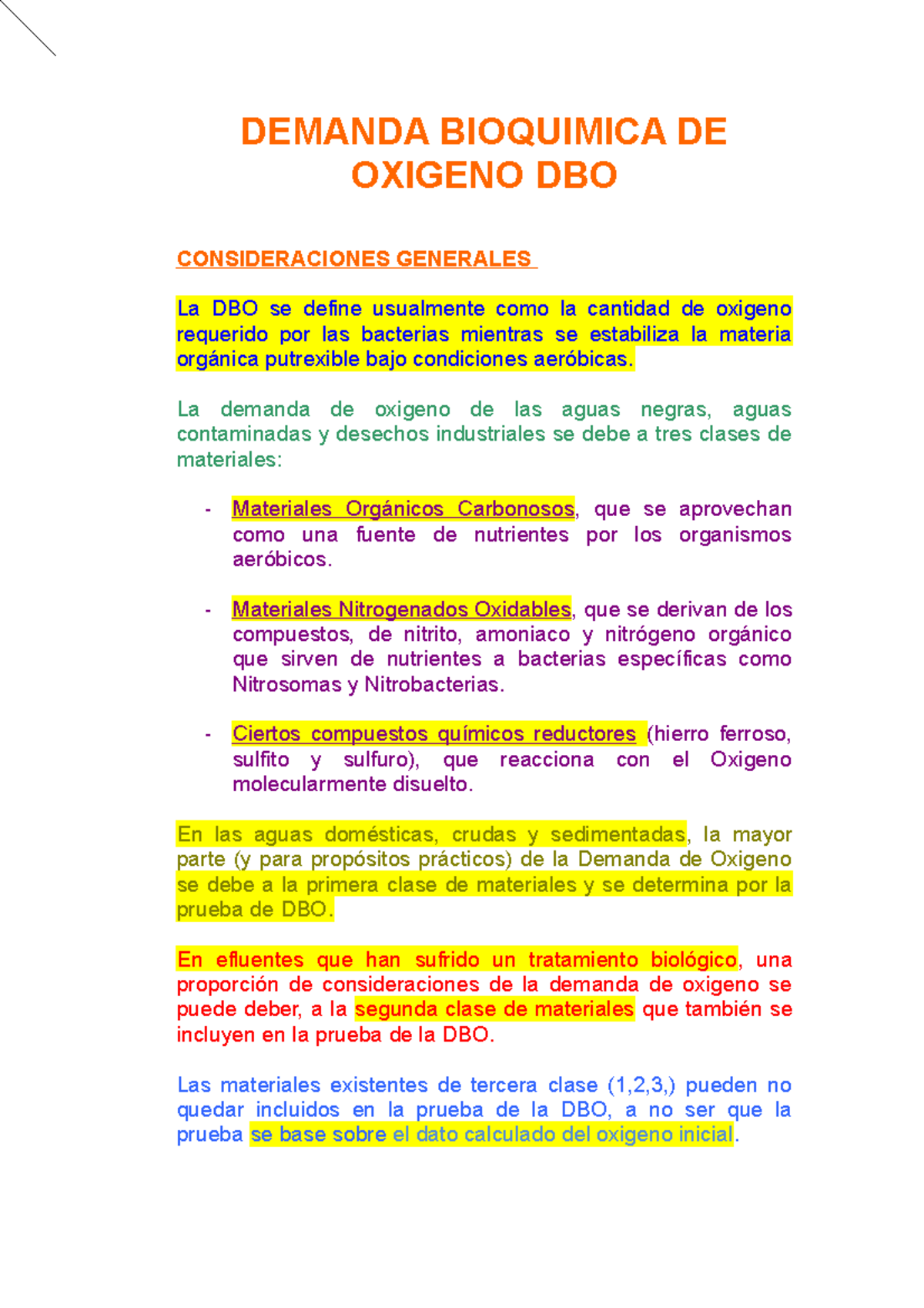 11 DBO Apuntes 19 DEMANDA BIOQUIMICA DE OXIGENO DBO