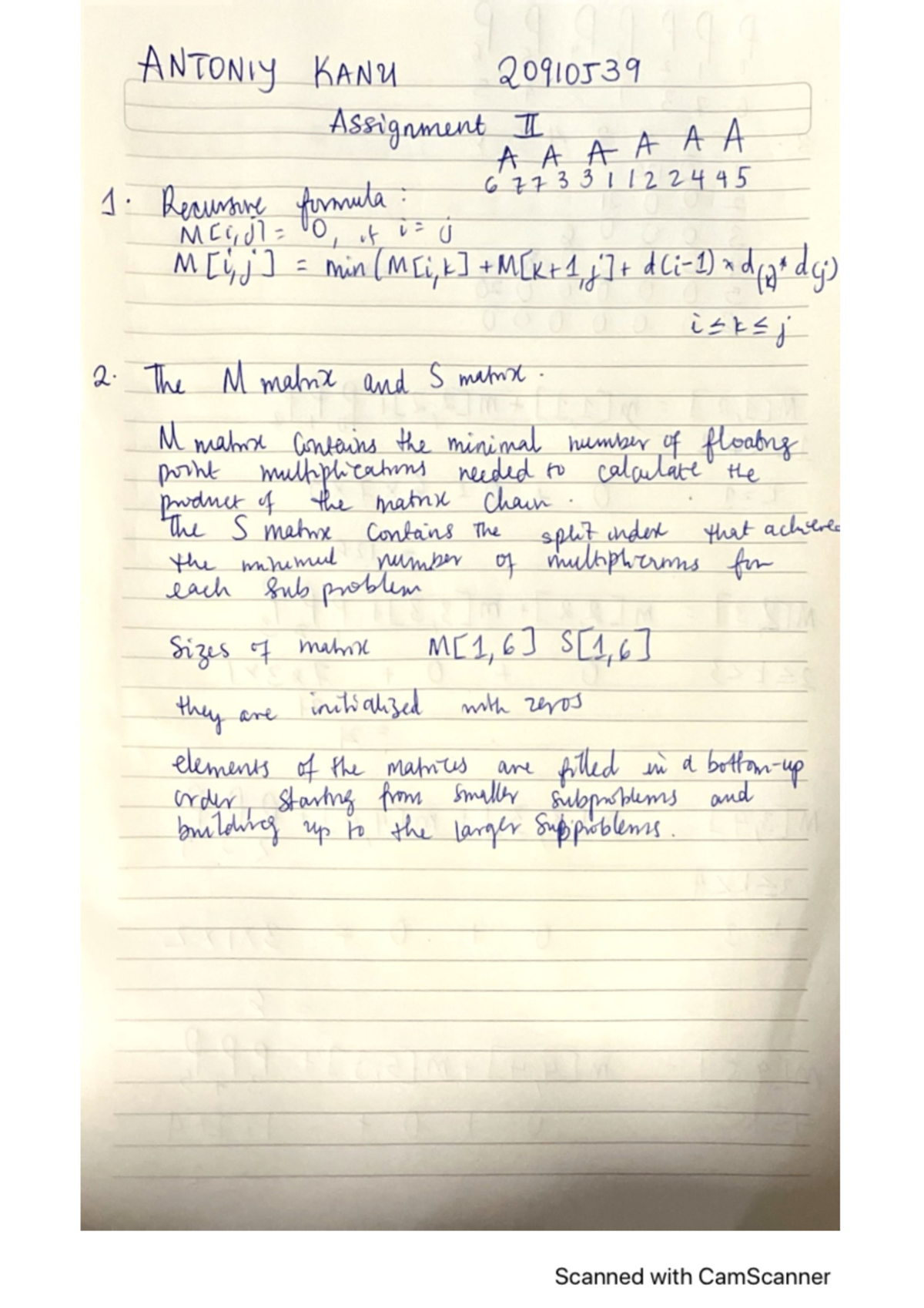 Algorithms hlw 2 chi - hw paper - ANTONIY KANU 20910539 Assignment A II ...