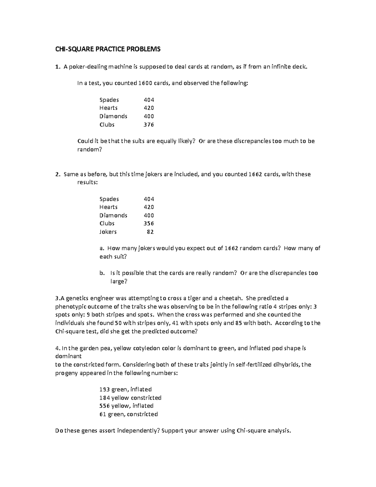 Chi-squarepractice - chisquare for statistics - CHI-SQUARE PRACTICE ...