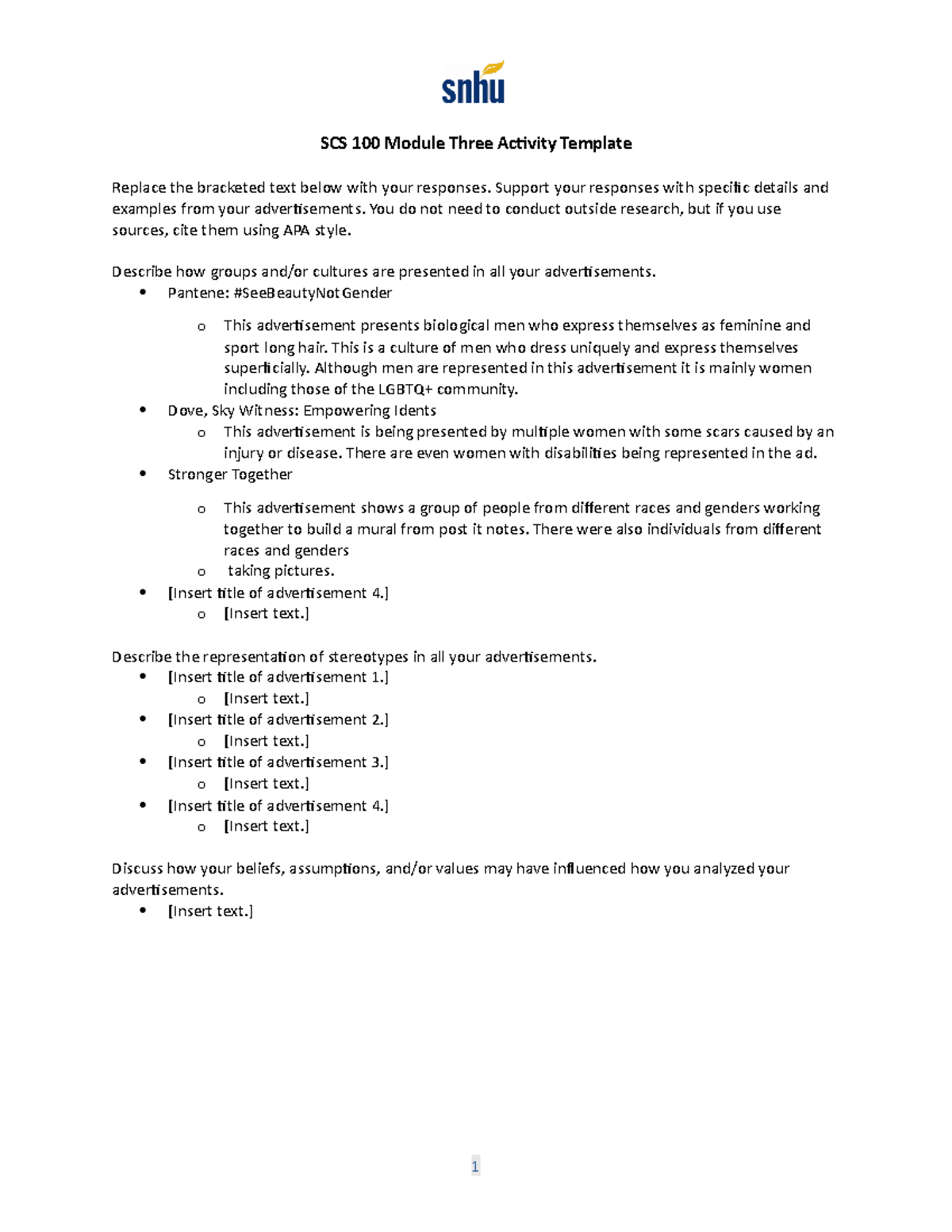 SCS 100 Module Three Activity Template - SCS 100 Module Three Activity ...