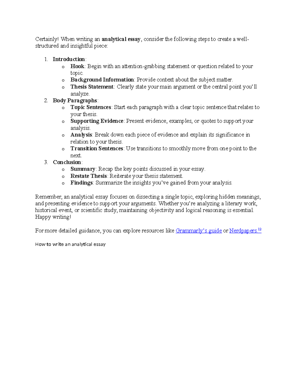 How to write an analytical essay - Certainly! When writing an ...