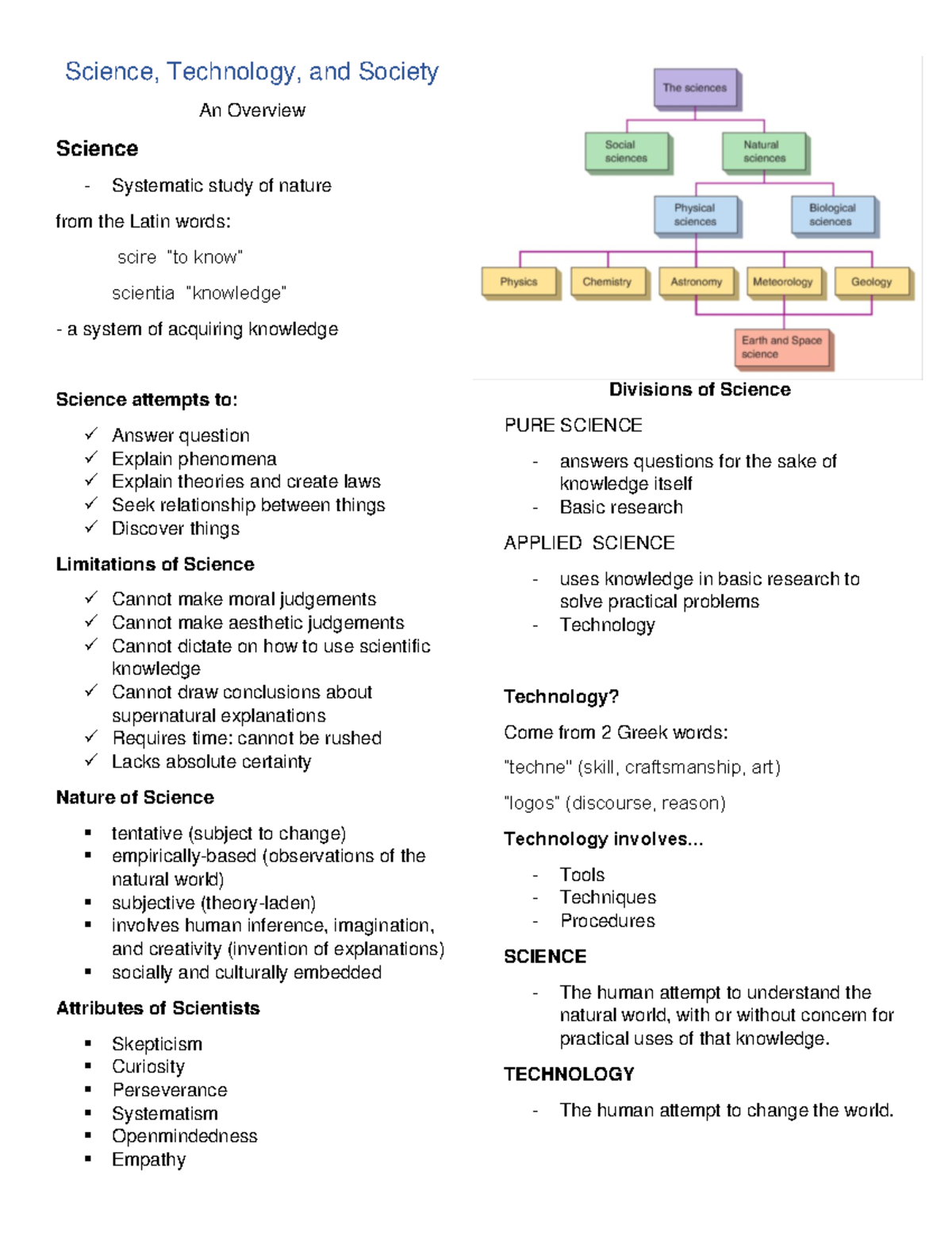 Science, Technology and Society lecture notes - Science, Technology ...