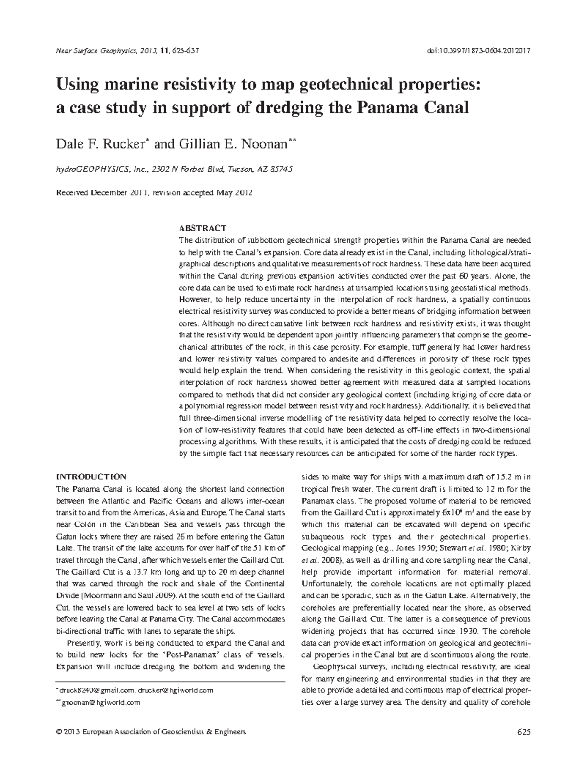 5 Near Surface Geophysics, 2013 , 11, 625-637 - © 2013 European ...