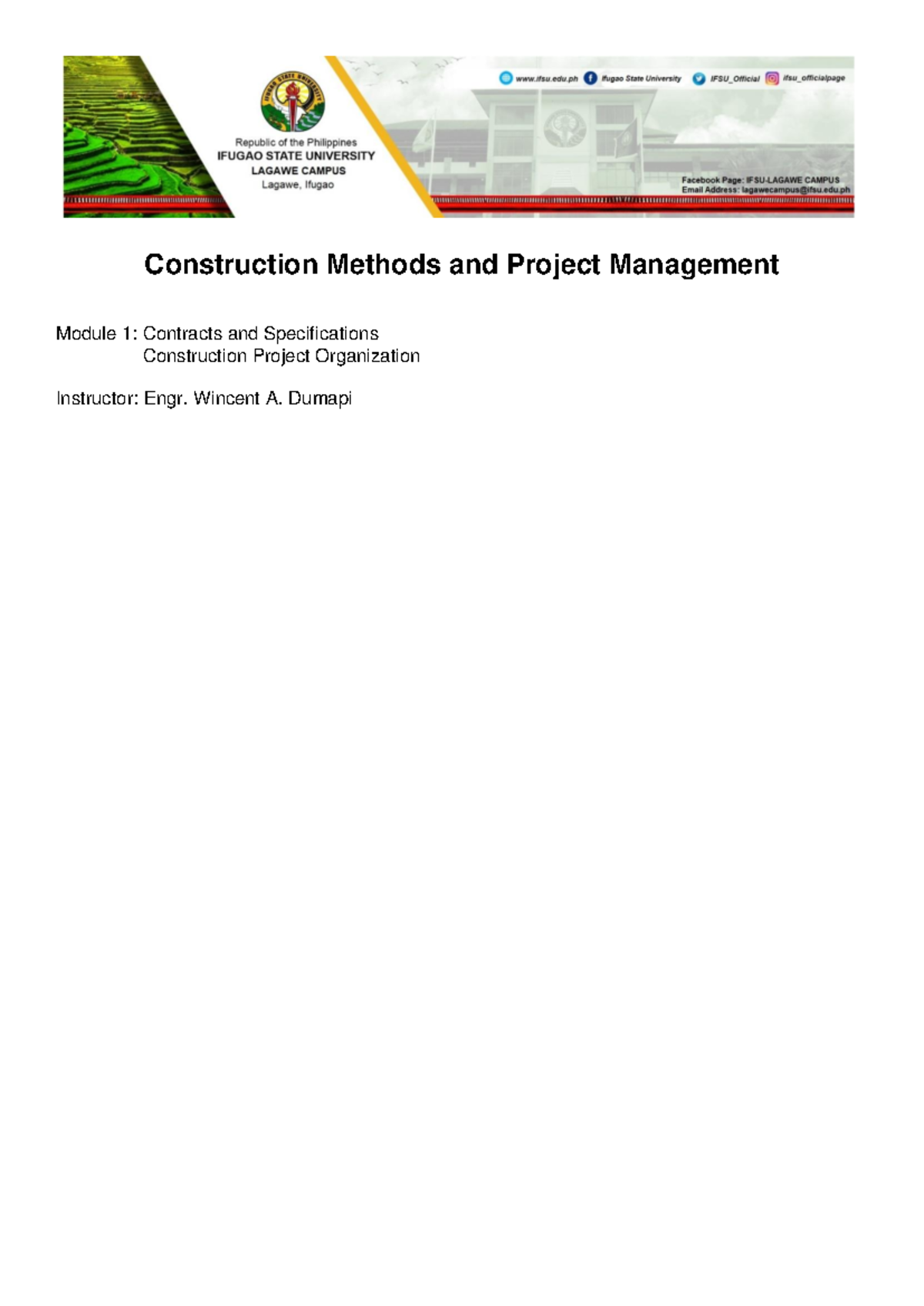 Module-1-CMPM - Study well - Construction Methods and Project Management Module 1: Contracts and ...