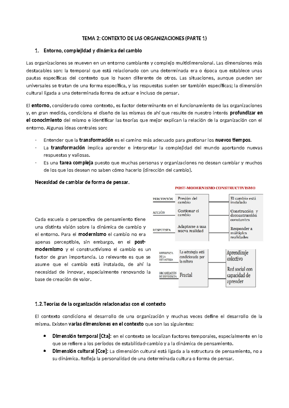 Tema 2 - Tema 2 parte 1 - TEMA 2: CONTEXTO DE LAS ORGANIZACIONES (PARTE 1) Entorno, complejidad ...