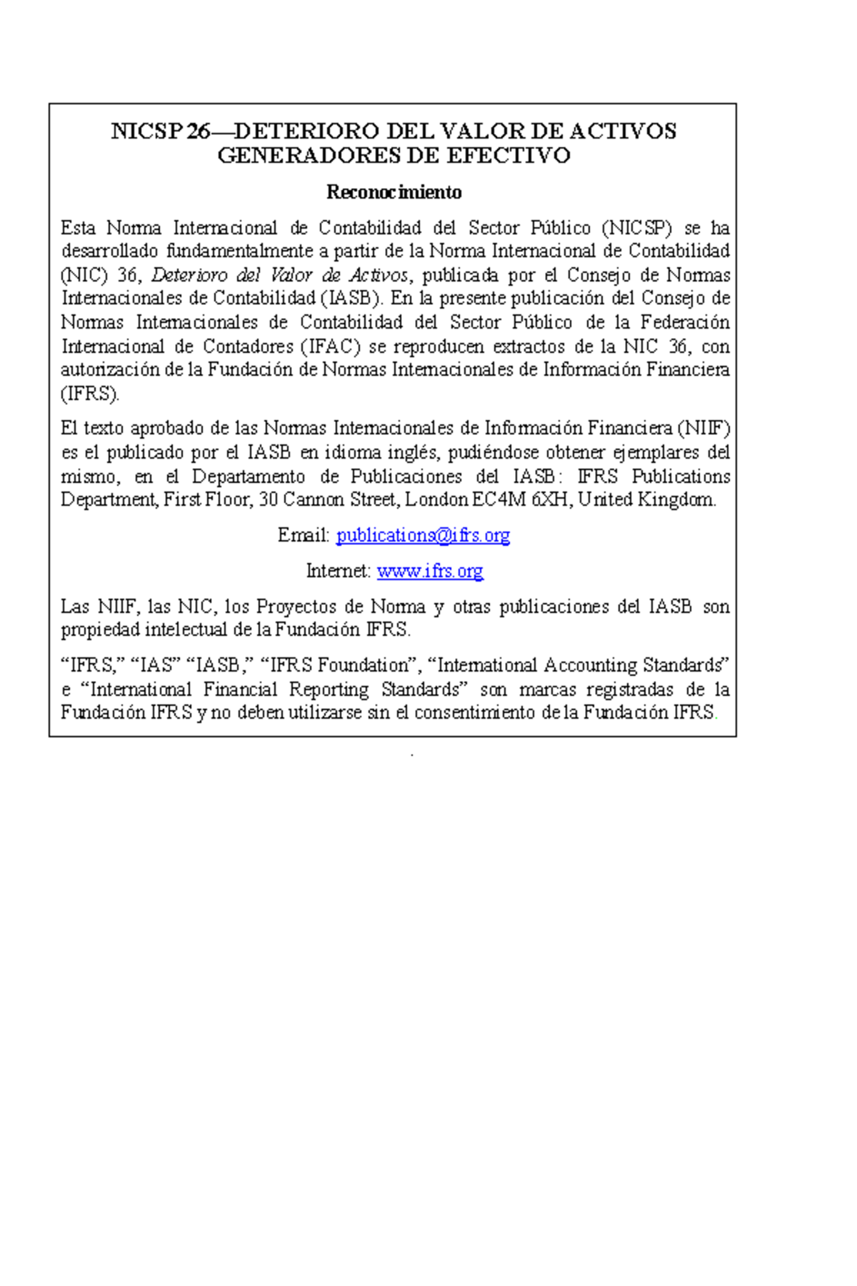 Nicsp 26 - LAS NIC 26 - NICSP 26—DETERIORO DEL VALOR DE ACTIVOS ...