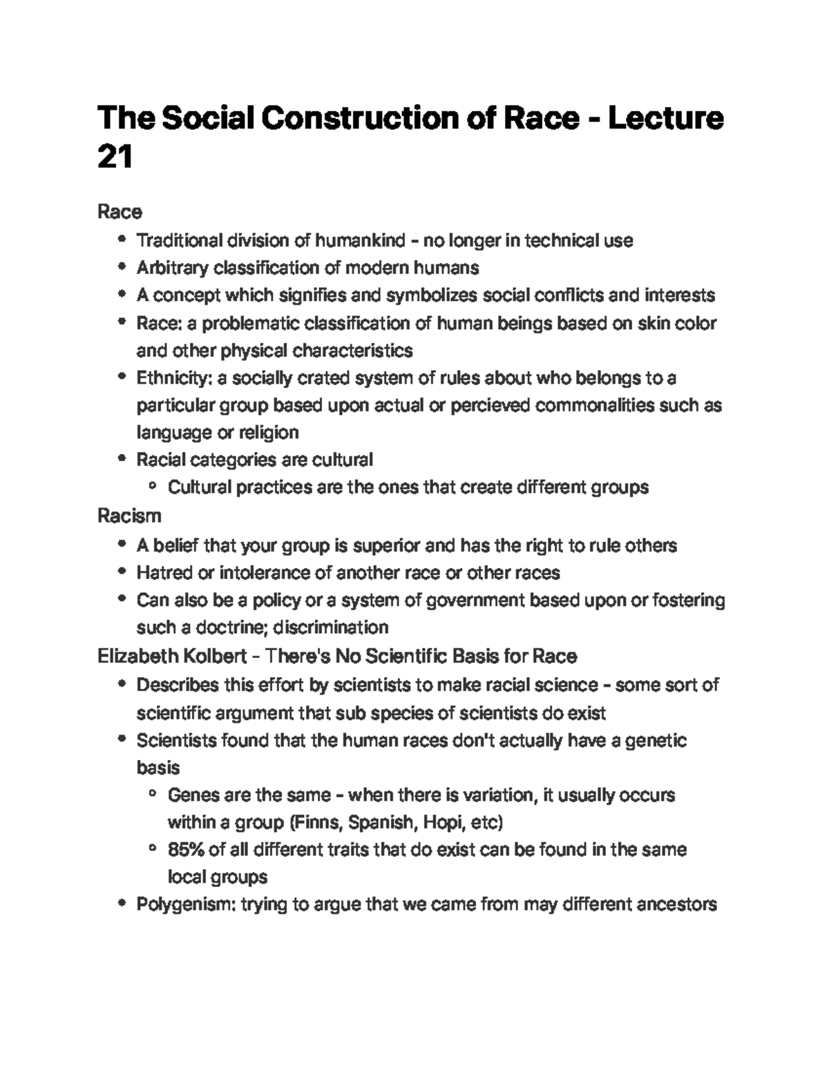 The Social Construction of Race - Lecture 21 - T h e S o c i a l C o n ...