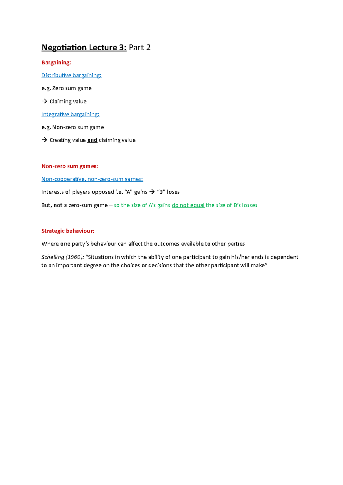 Lecture 3 Pt 2 Negotiation and Culture - Negotiation Lecture 3: Part 2 Bargaining: Distributive ...