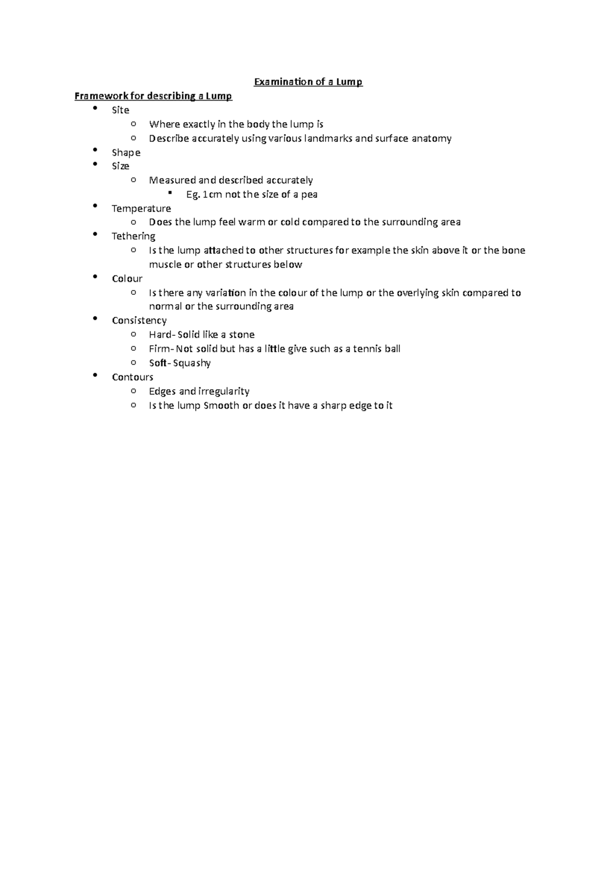 Examination of a Lump - Examination of a Lump Framework for describing ...