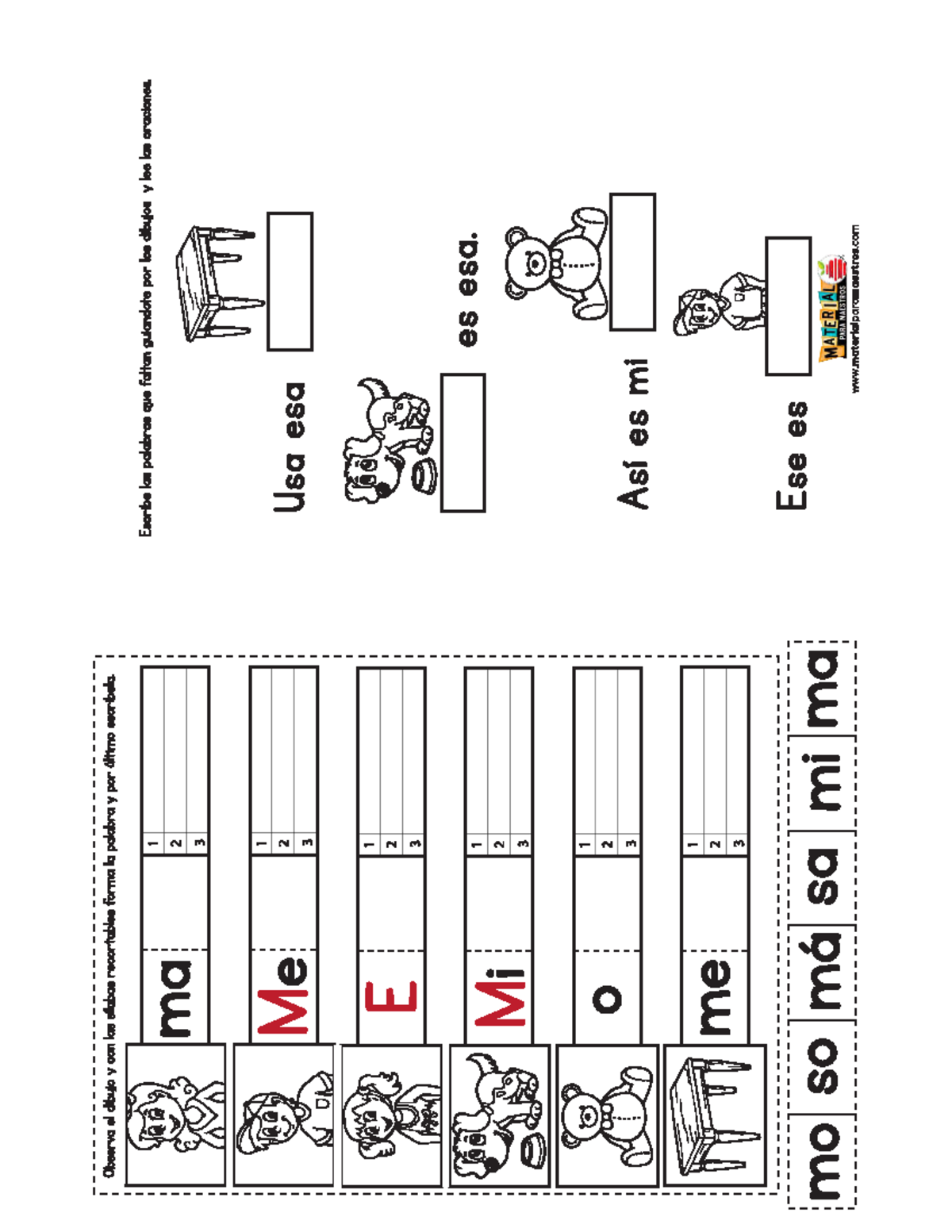 Ejercicios lunes lectoescritura - Observa el dibujo y con las sílabas ...
