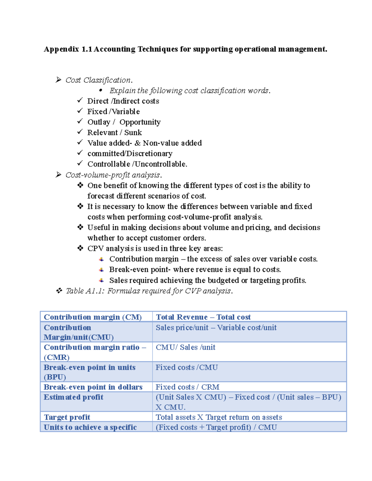 Appendix 1- Accounting techniques for supporting operational management ...