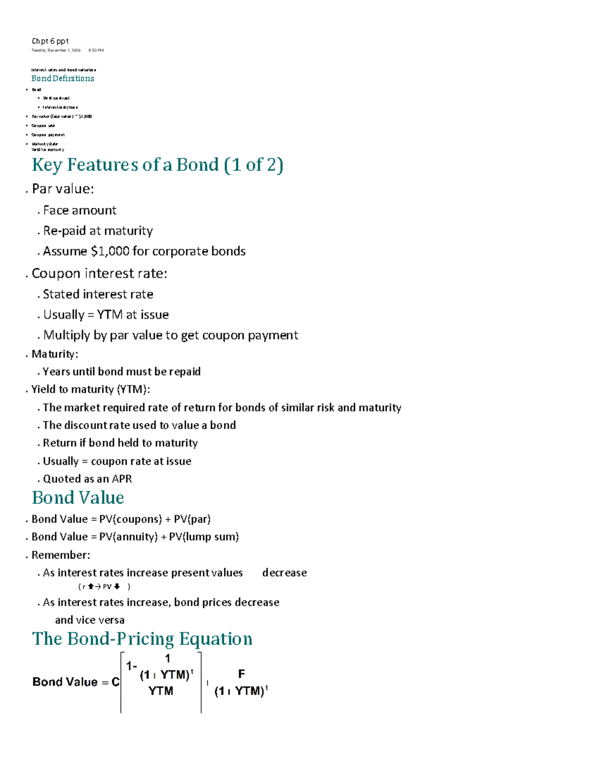 Chapter 6 ppt - Lecture notes 6 - Chpt 6 ppt Tuesday, December 1, 2020 ...