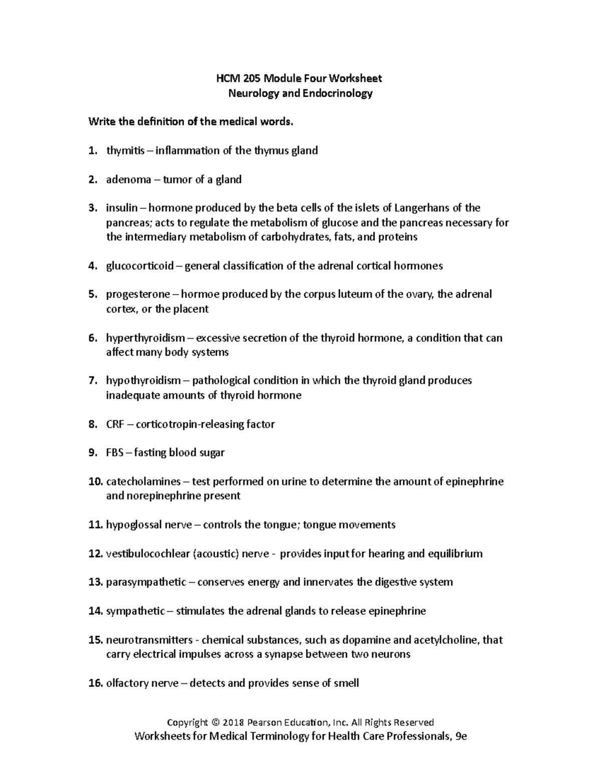 HCM 205 Module Four Worksheet - HCM 205 Module Four Worksheet Neurology ...