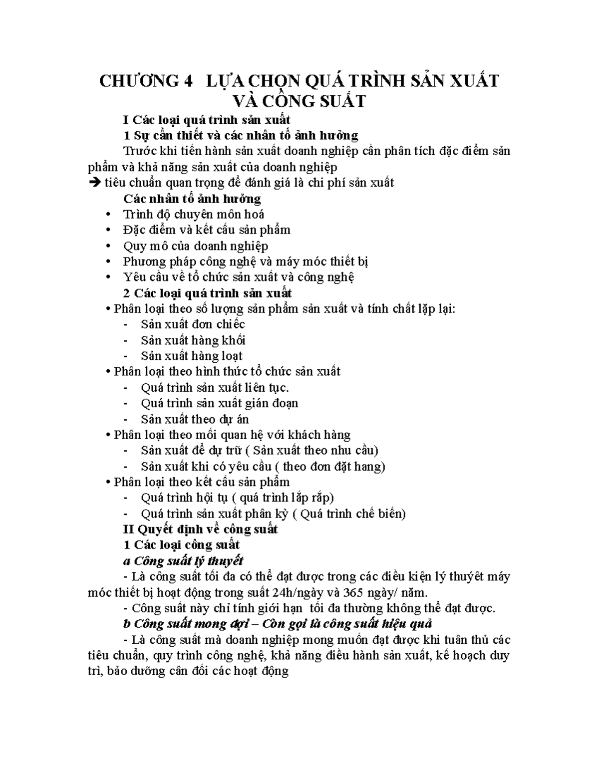 Chuong 4 lua chon qua trinh san xuat va cong suat - CHƯƠNG 4 LỰA CHỌN QUÁ TRÌNH SẢN XUẤT VÀ CÔNG ...
